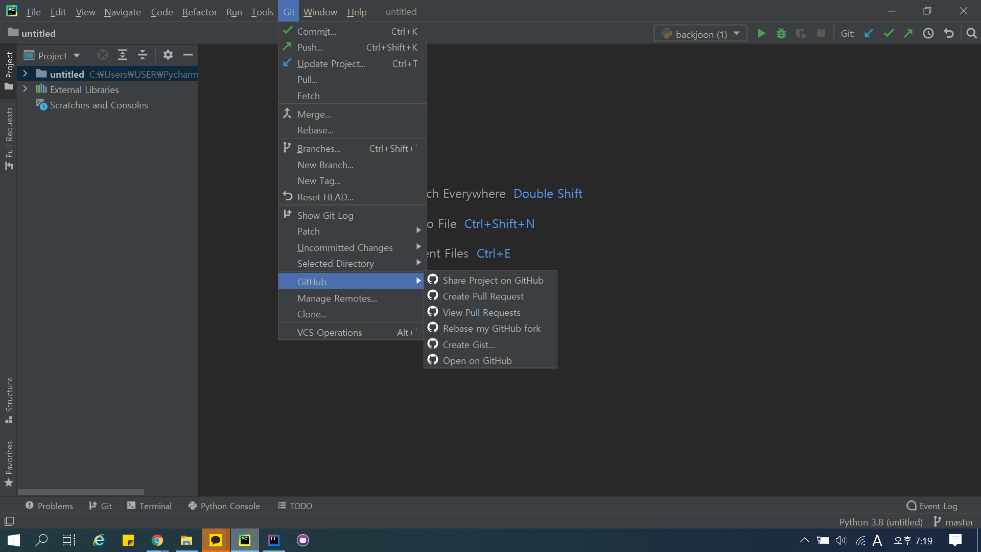 Pycharm - GitHub 연동하기